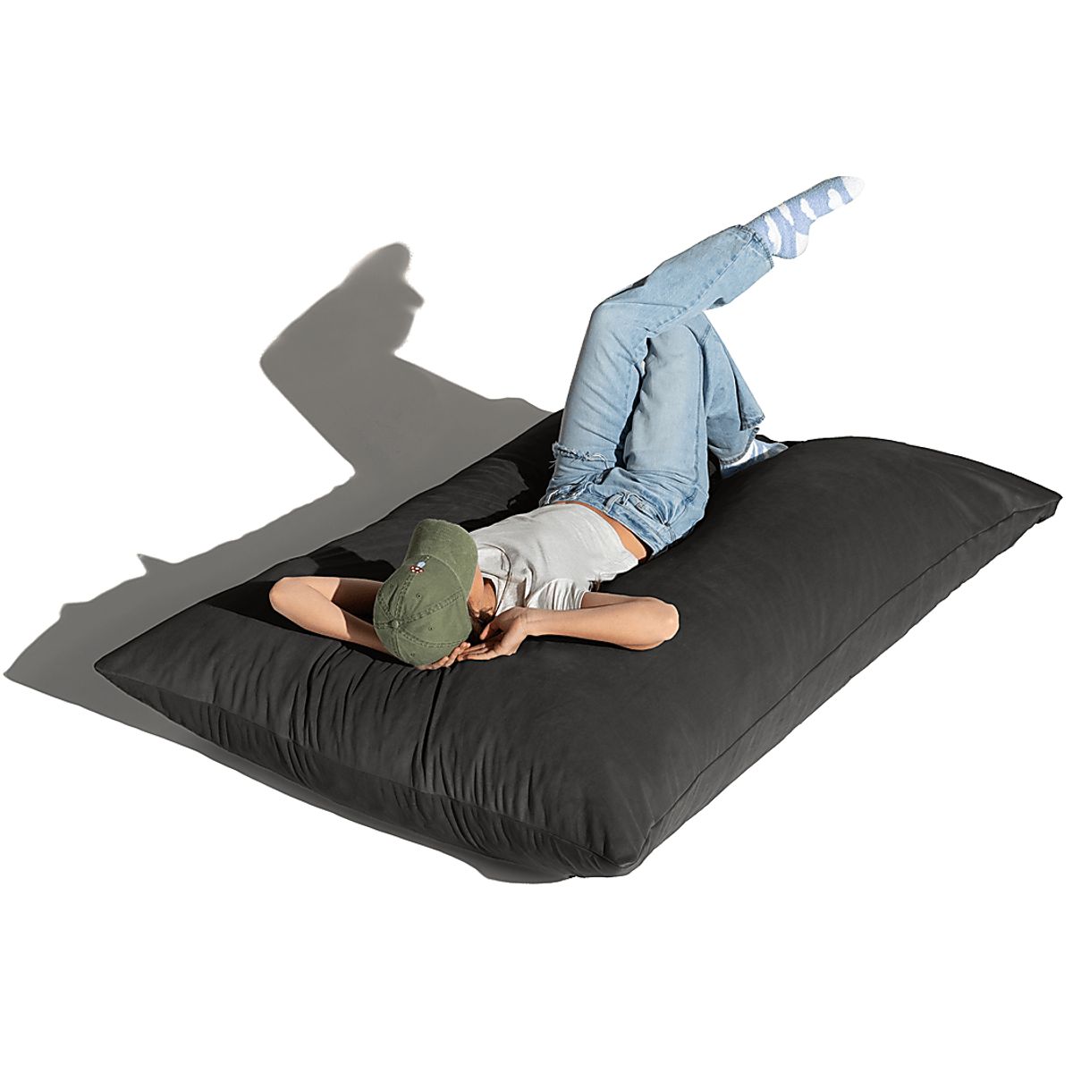 Kimna I Black Velvet Plush Bean Bag Rocker | Rooms to Go