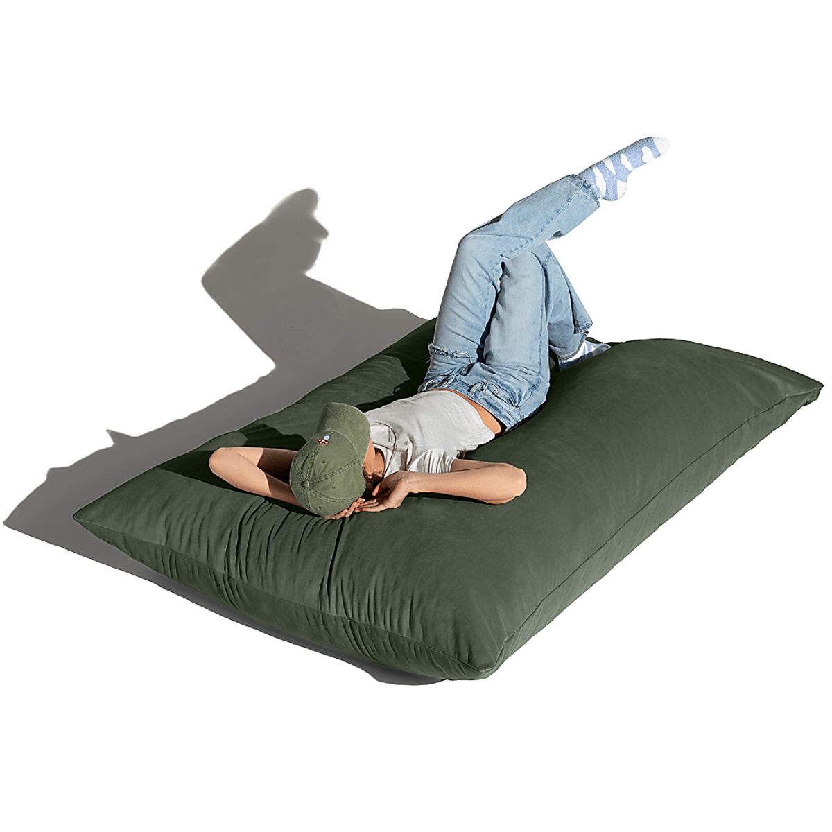 Kimna I Green Velvet Plush Bean Bag Rocker | Rooms to Go