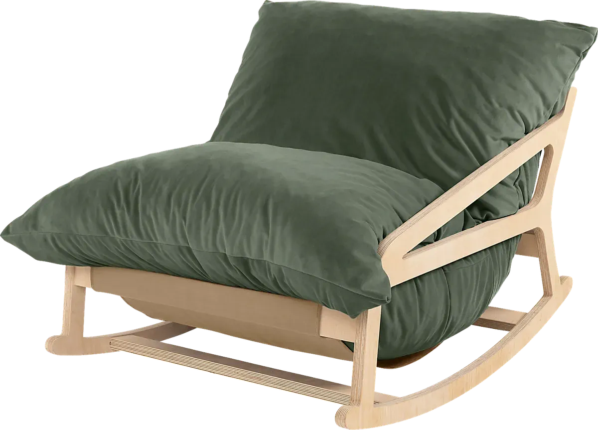 Kimna I Green Velvet Plush Bean Bag Rocker | Rooms to Go