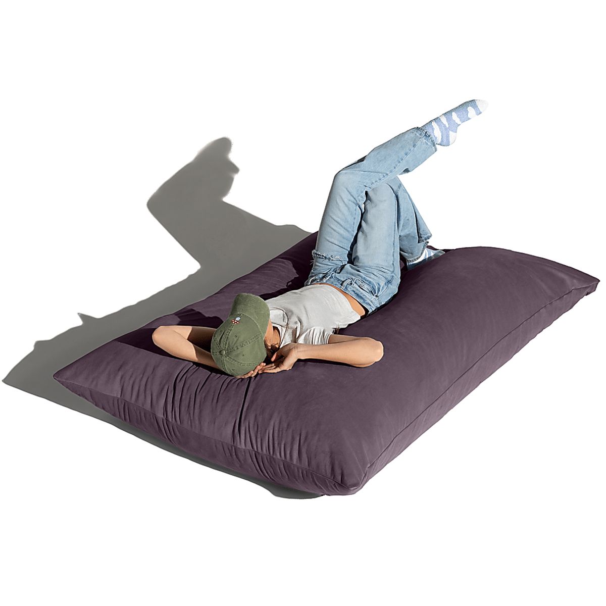 Kimna I Purple Red Velvet Plush Bean Bag Rocker | Rooms to Go