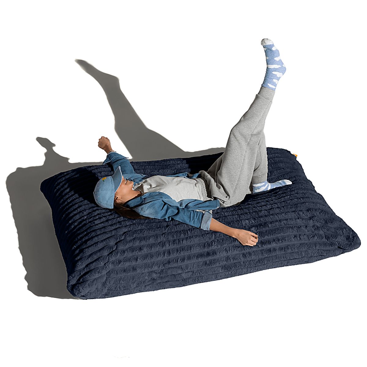 Kimna II Midnight Blue Polyester Fabric Bean Bag Rocker | Rooms to Go