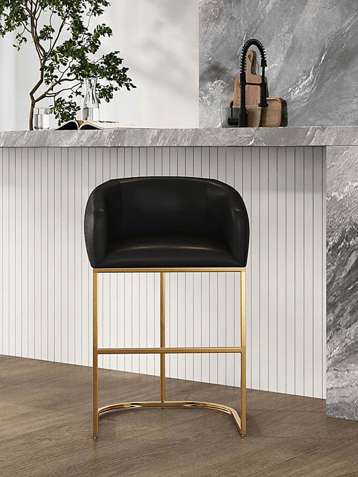 Kimron Gold Colors,Metal Black Vinyl Fabric Counter Stool | Rooms to Go