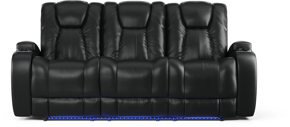 Kingvale Court Black Polyester Fabric Dual Power Reclining Sofa - Rooms ...
