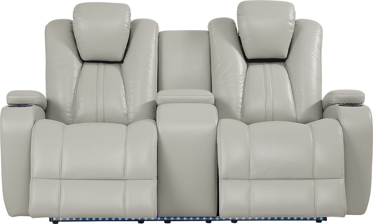 Kingvale Court Platinum Beige Polyester Fabric Dual Power Reclining ...