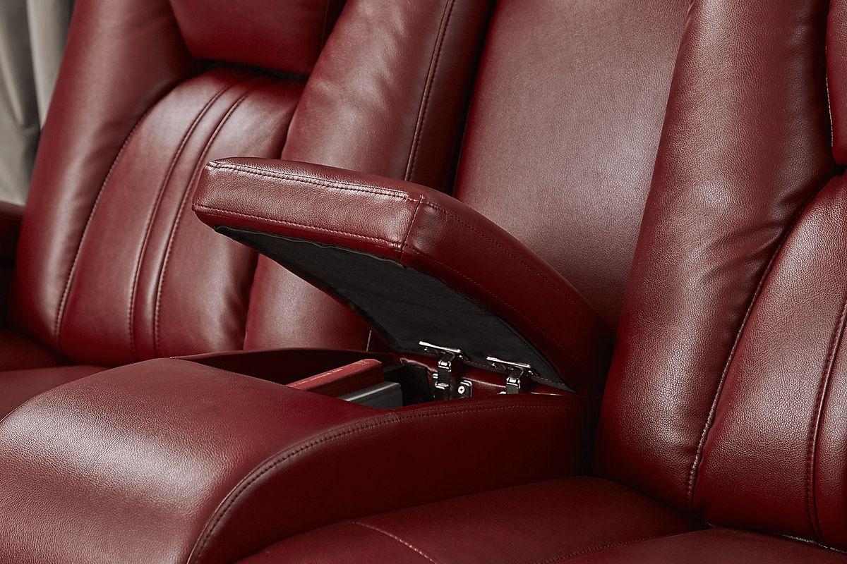 Kingvale Court Red Polyester Fabric Dual Power Reclining Loveseat ...