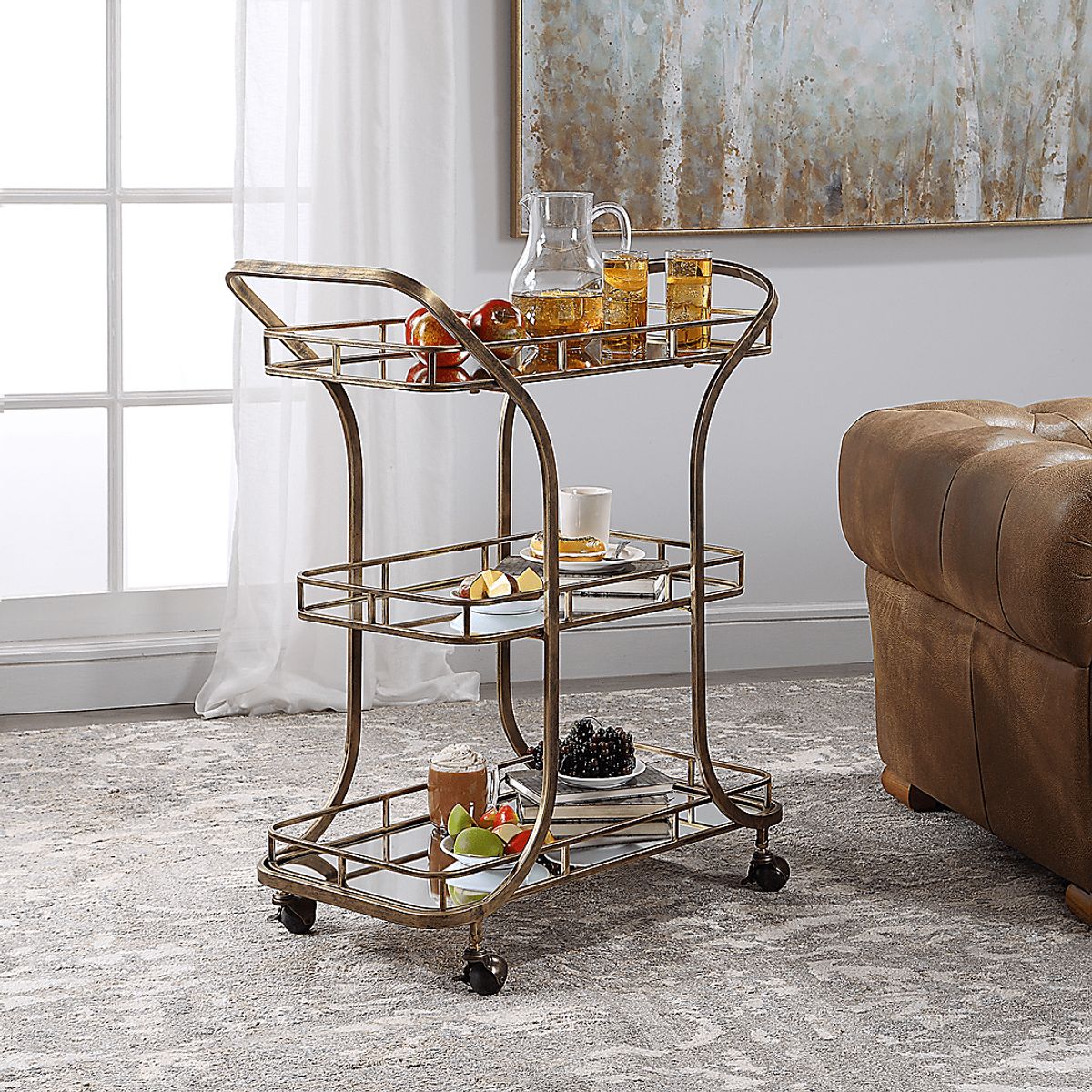 Kinoo Gold Yellow Bar Cart | Rooms to Go