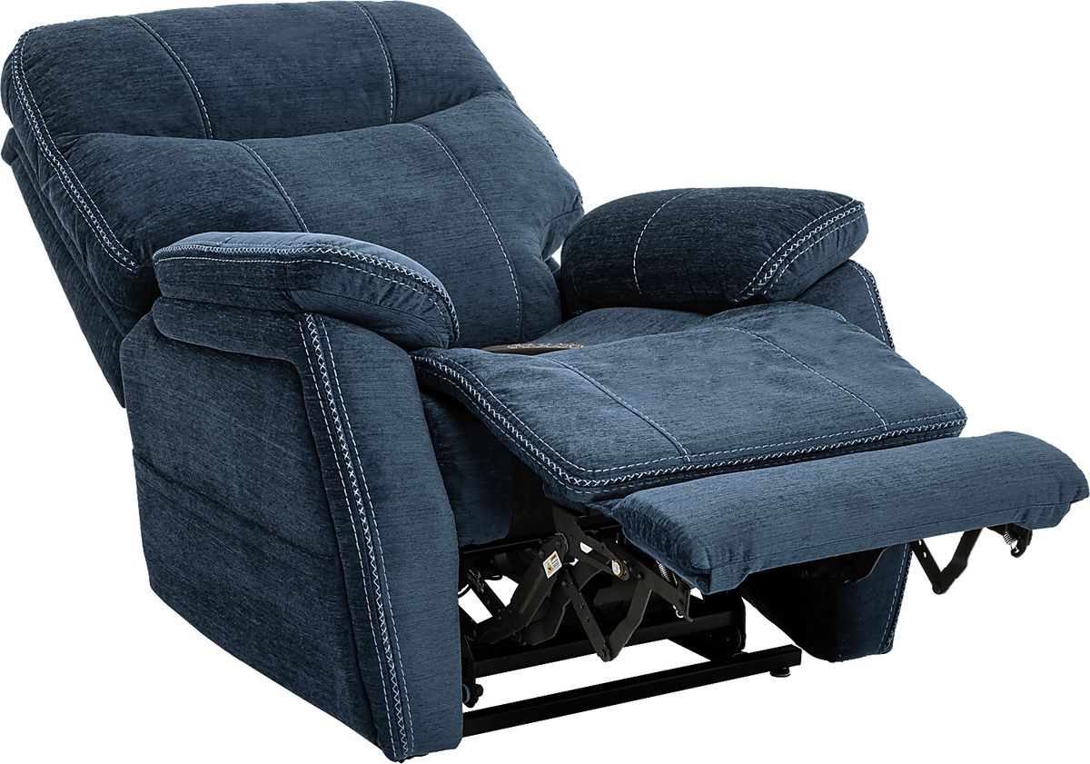 Kiran Blue Polyester Fabric Power Recliner | Rooms to Go