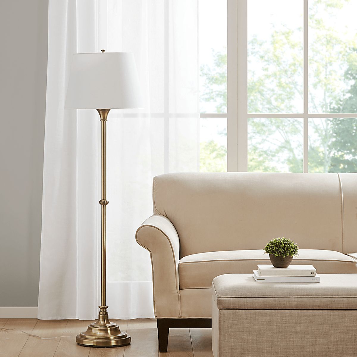 Kirkhill Court Brass Yellow Floor Lamp | Rooms to Go