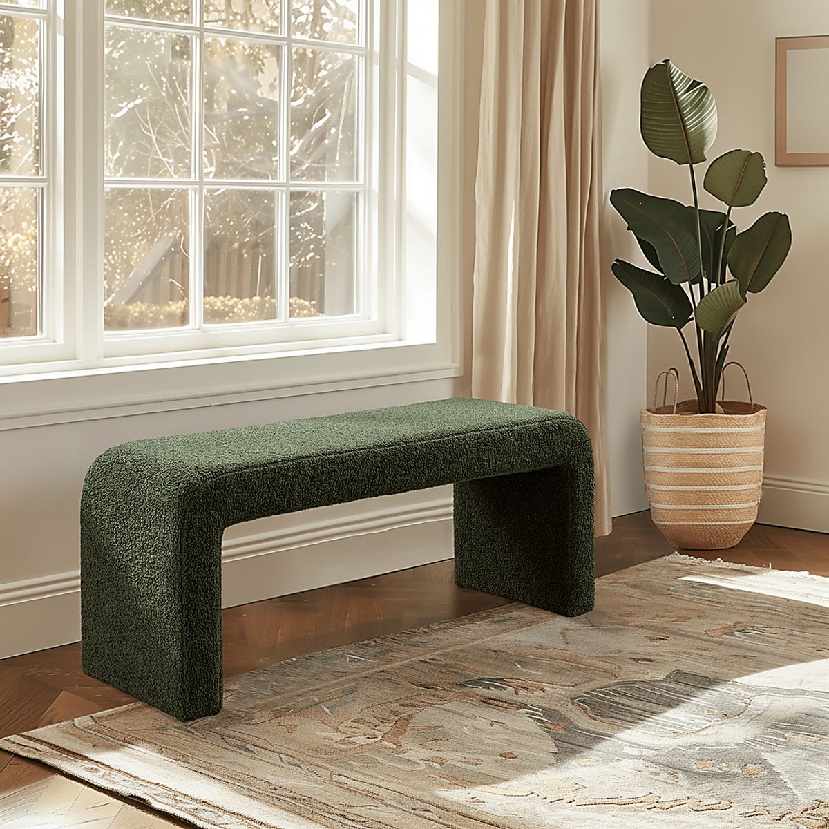 Kissatchie II Green Polyester Fabric Bench | Rooms to Go