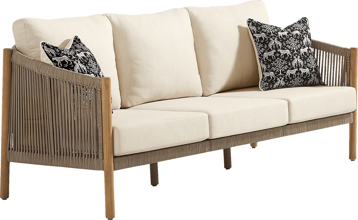 Koda Natural Light Wood Beige Outdoor Sofa | Rooms to Go
