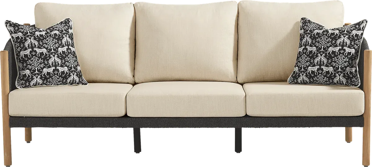 Koda Natural Light Wood Charcoal Black,Gray Outdoor Sofa | Rooms to Go