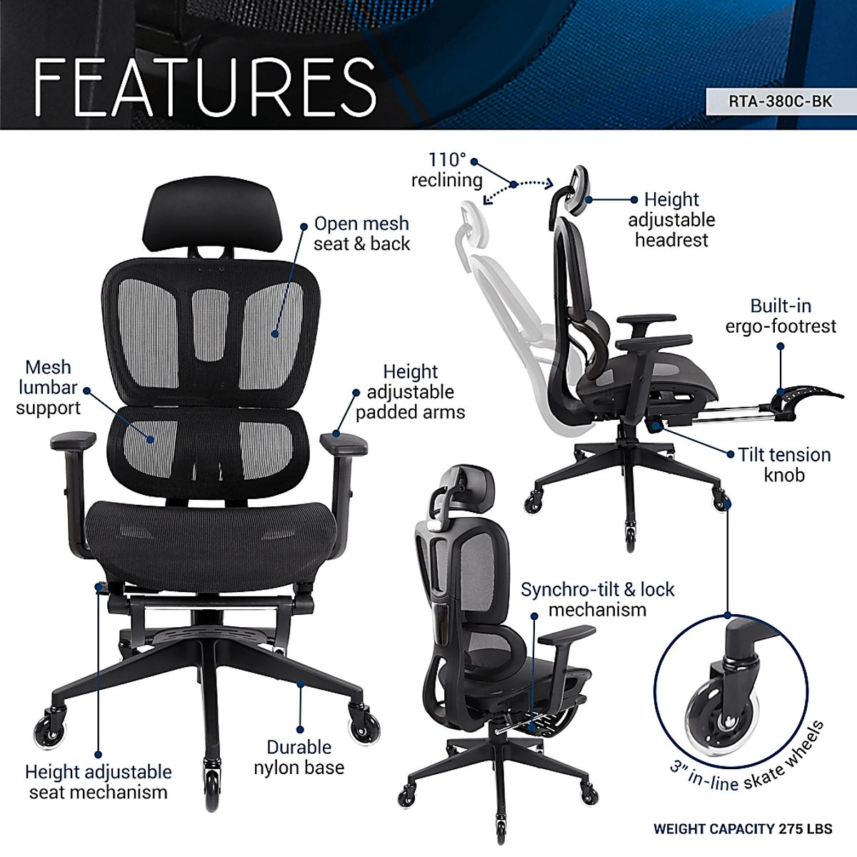 Konai Black Fabric Desk Chair | Rooms to Go