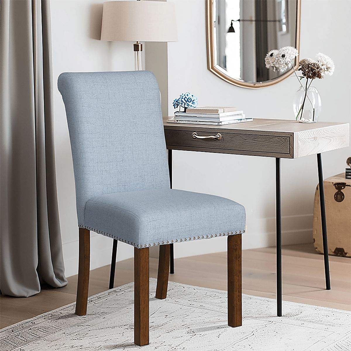 Korat Light Blue Polyester Fabric Dining Chair, Set Of 2 | Rooms to Go