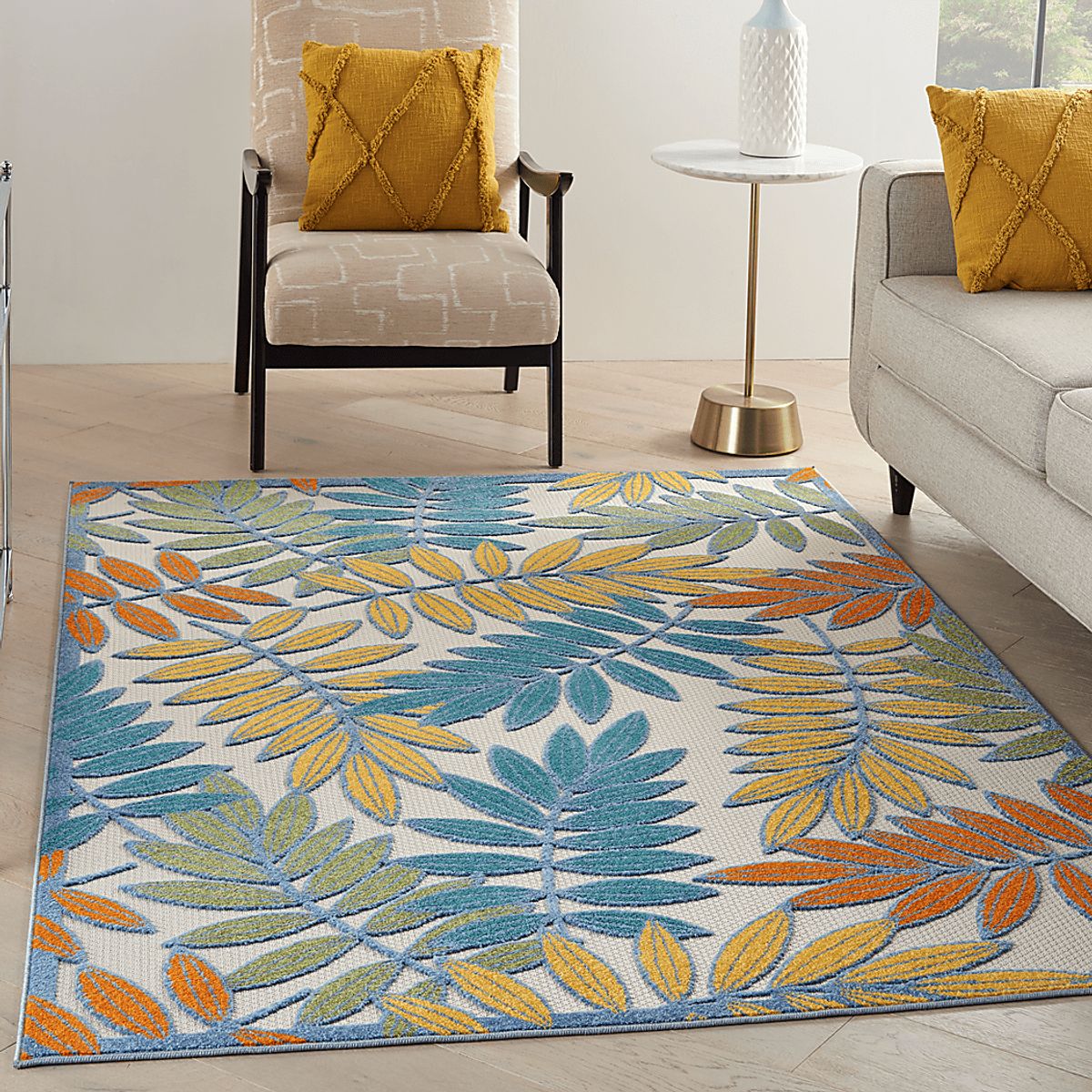 Krisiel Ivory/Multi Blue Rugs | Rooms to Go
