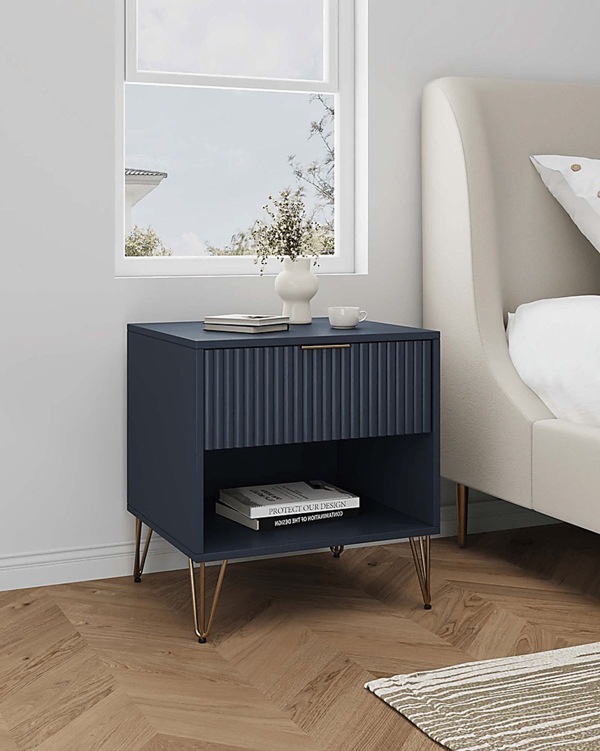 Kroc I Midnight Blue Nightstand | Rooms to Go