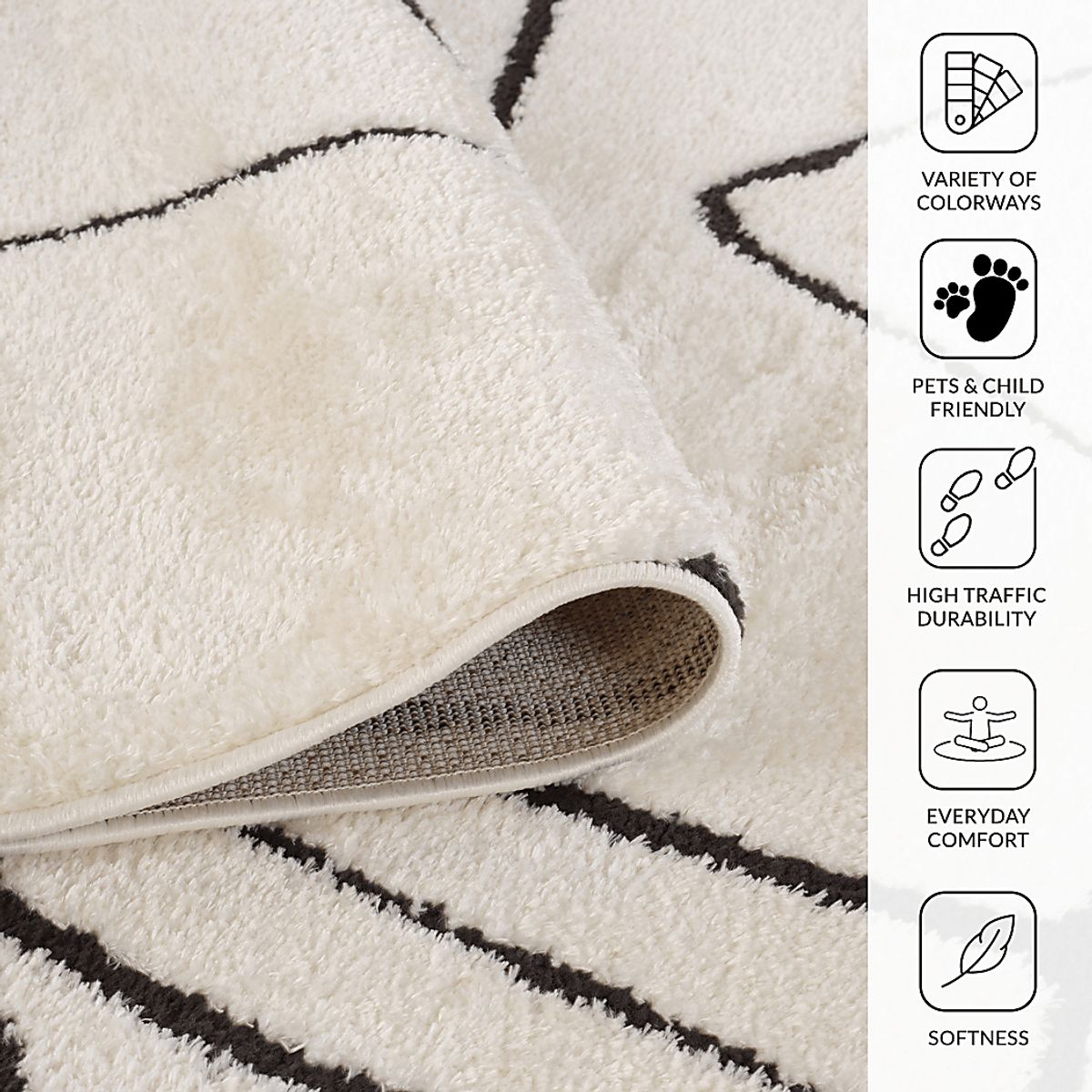 Kulari Black,Ivory Beige,Black Rugs | Rooms to Go