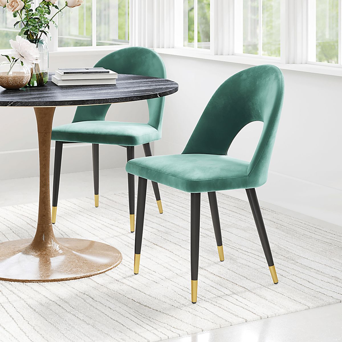 Kuranda Green Polyester Fabric Dining Chair, Set Of 2 | Rooms to Go