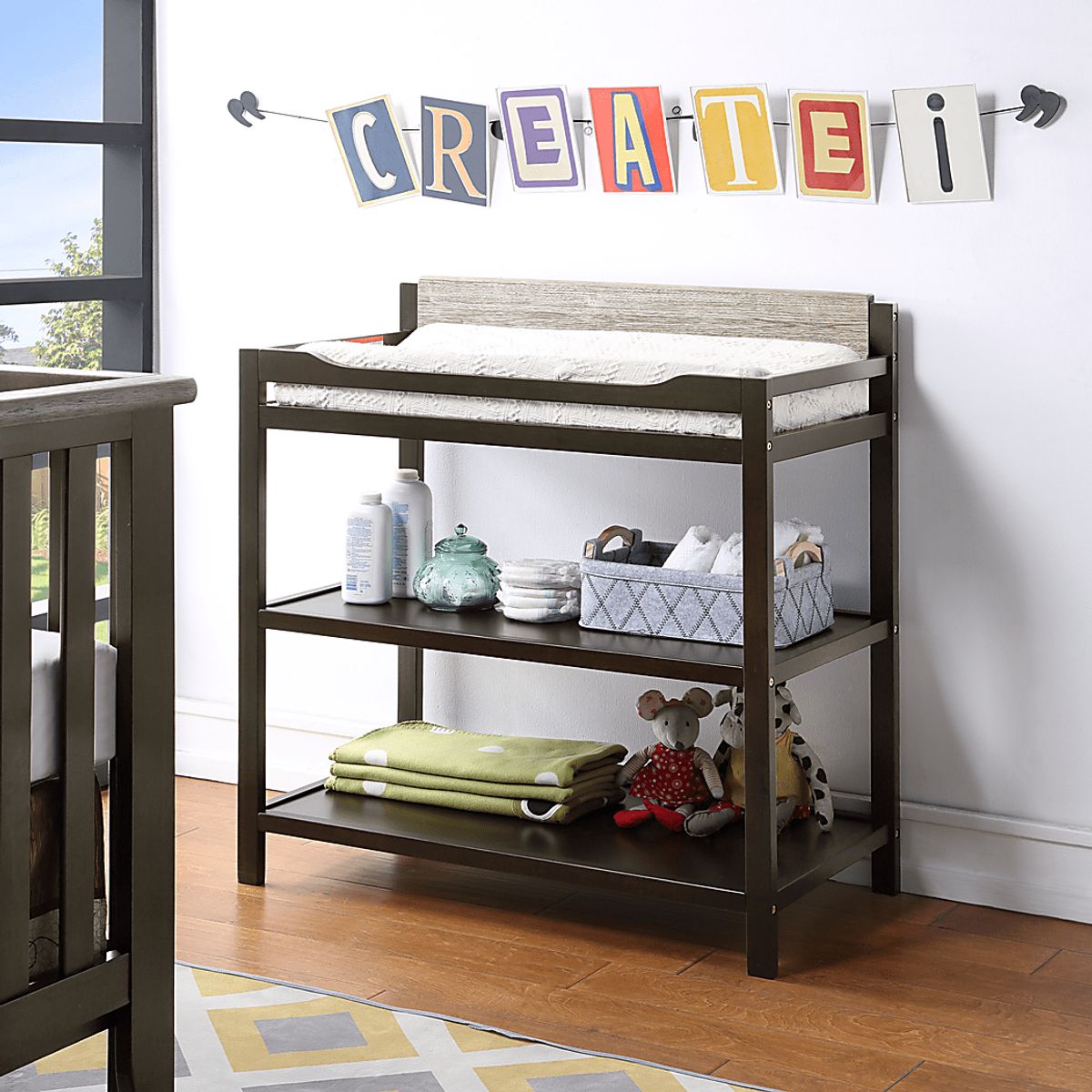 Lachlan Brown Dark Wood Changing Table | Rooms to Go