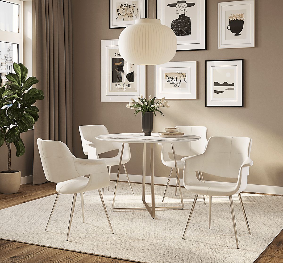 Lafanette III Cream Colors,Light Wood,White Velvet Plush Arm Chair, Set ...