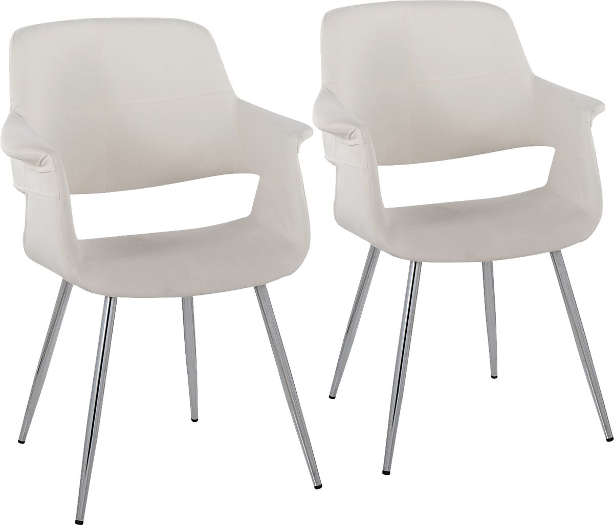 Lafanette III Cream Colors,Light Wood,White Velvet Plush Arm Chair, Set ...