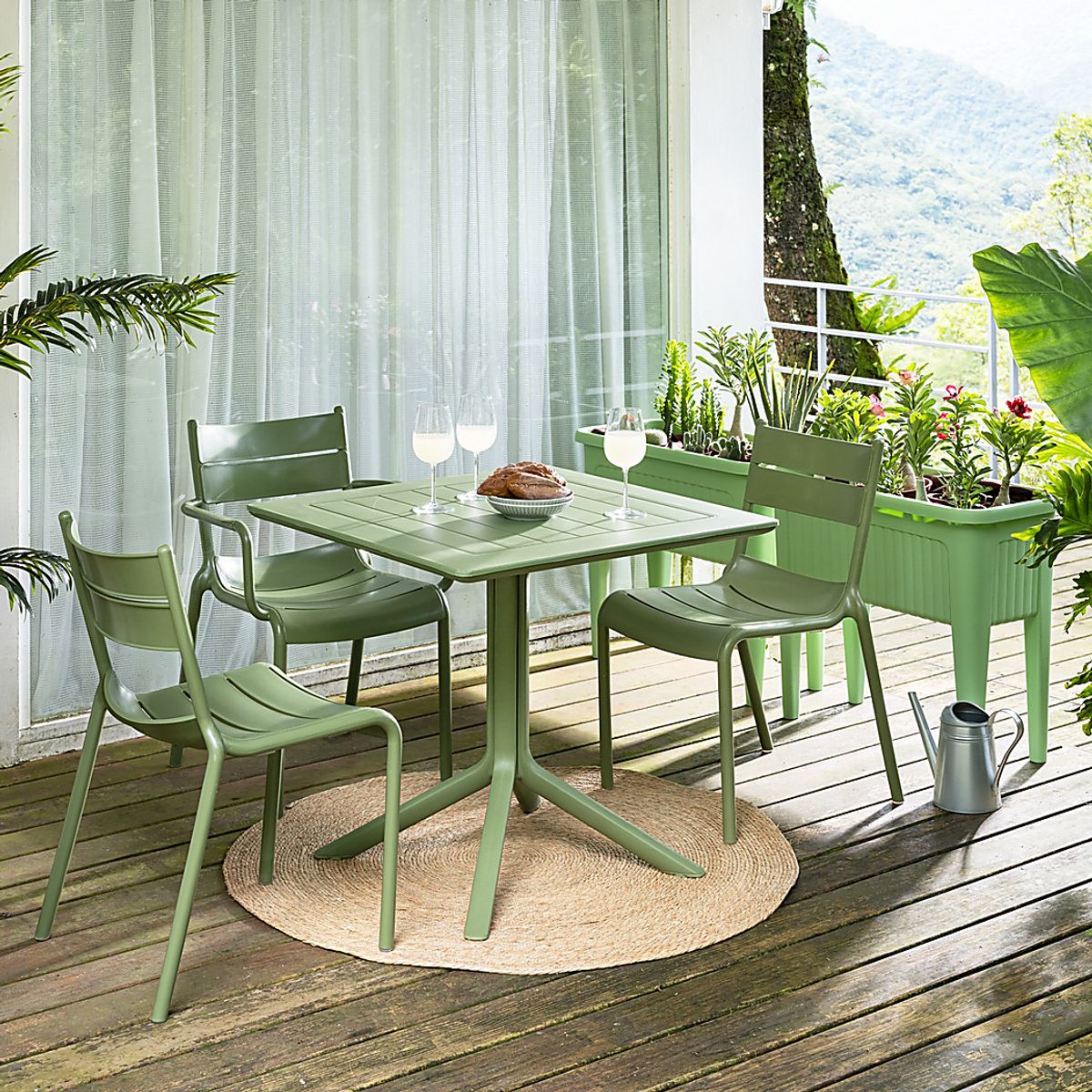 Venice Olive Colors Polypropylene Fabric Outdoor Dining Table | Rooms to Go