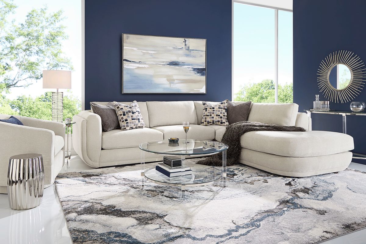Cindy Crawford Laguna Hills 5 Pc Dove Gray Chenille Fabric Living Room ...