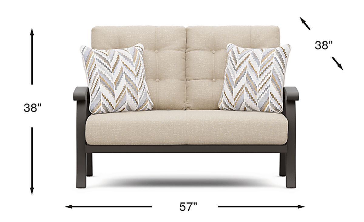 Lake Breeze Bronze Metal Hemp Beige Aluminum Outdoor Loveseat | Rooms to Go