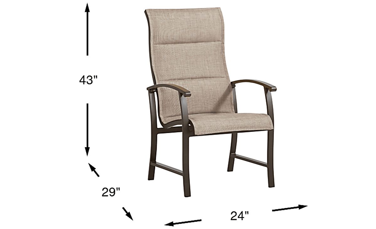Lake Breeze Bronze Metal Tan Beige,Brown Aluminum Outdoor Sling Dining ...