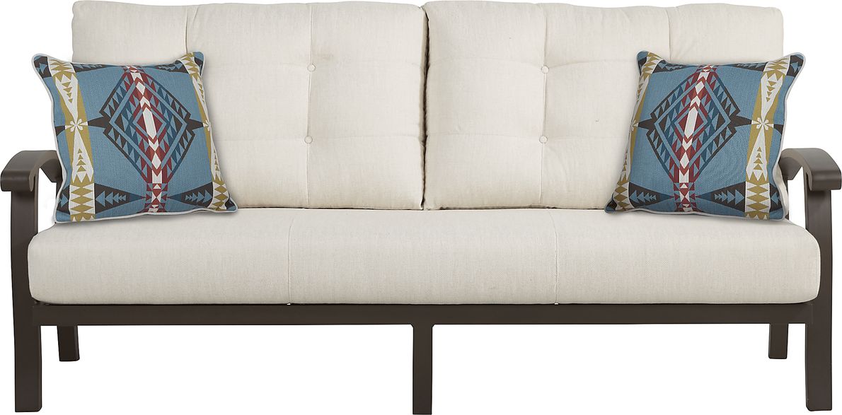 Lake Breeze Bronze Metal Parchment Beige Aluminum Outdoor Sofa - Rooms ...