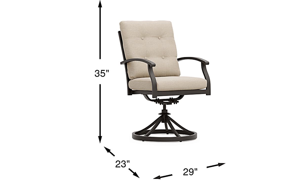 Lake Breeze Bronze Metal Hemp Beige Aluminum Outdoor Swivel Dining ...