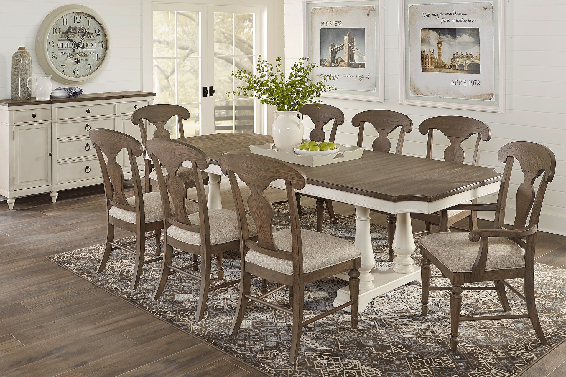 Lakeside Manor 9 Pc Brown Dark Wood Dining Room Set With Dining Table ...