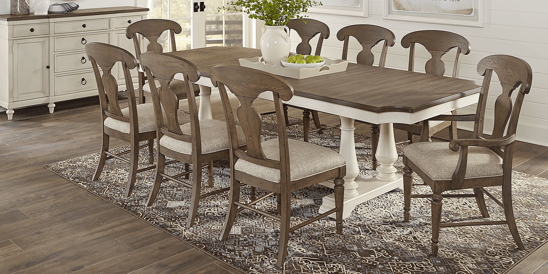 Lakeside Manor 9 Pc Brown Dark Wood Dining Room Set With Dining Table ...
