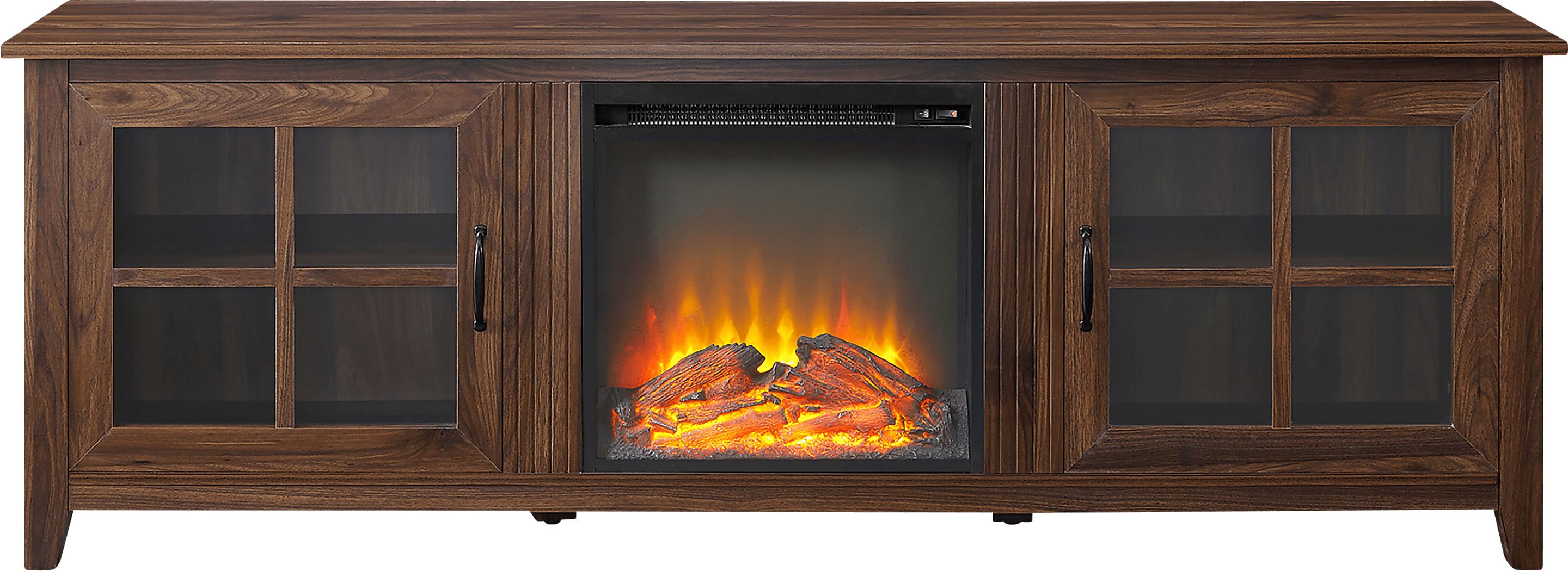 Lambdin Walnut Dark Wood 70 in. Console With Electric Fireplace | Rooms ...