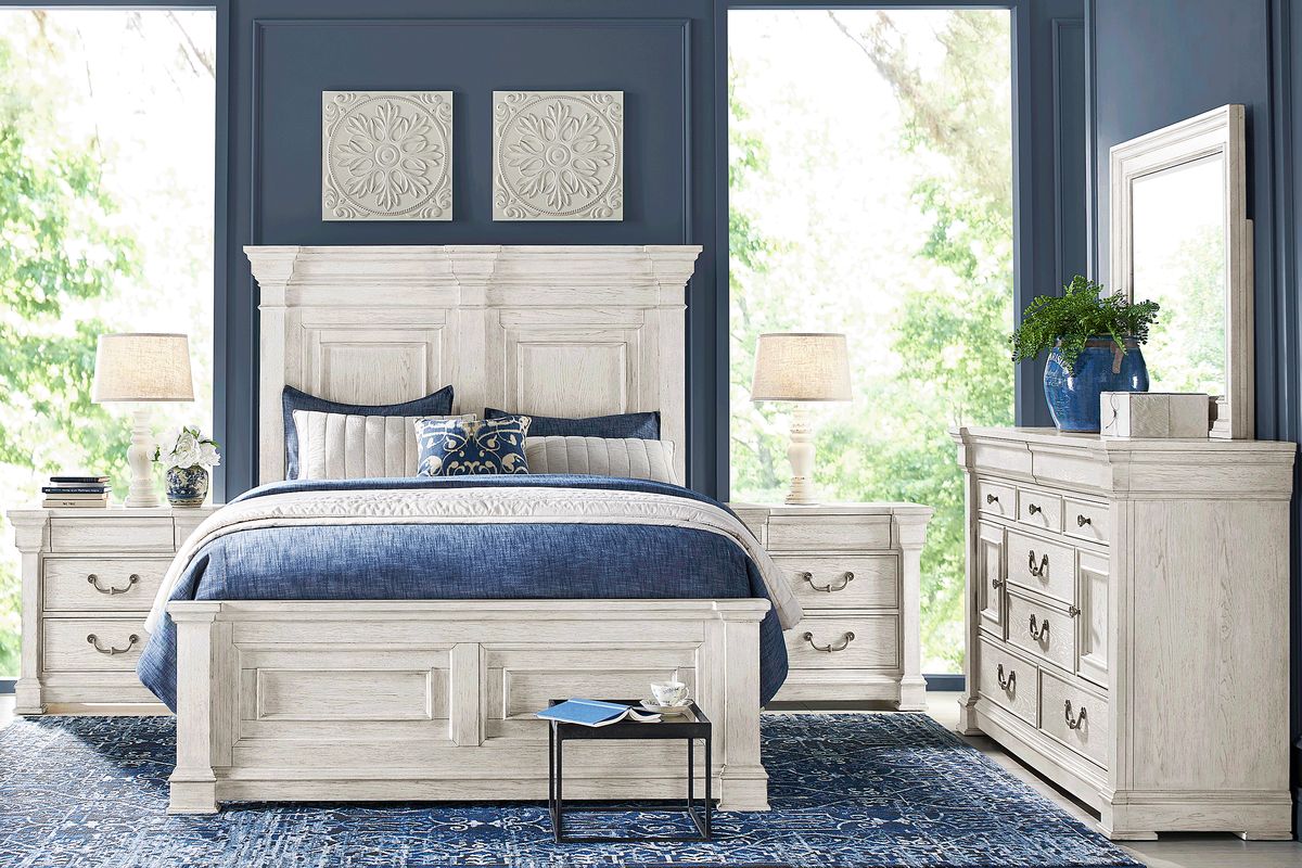 Landon Creek 5 Pc White Colors,White King Bedroom Set With 3 Pc King ...