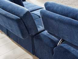 Laney Blue Polyester Fabric 3 Pc With Chaise Left Sectional | Rooms to Go