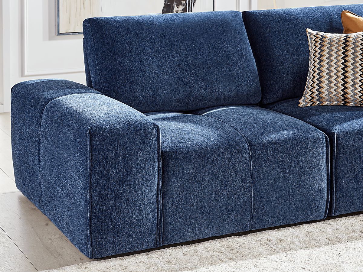Laney Blue Chenille Fabric 3 Pc Right Chaise Sectional | Rooms to Go