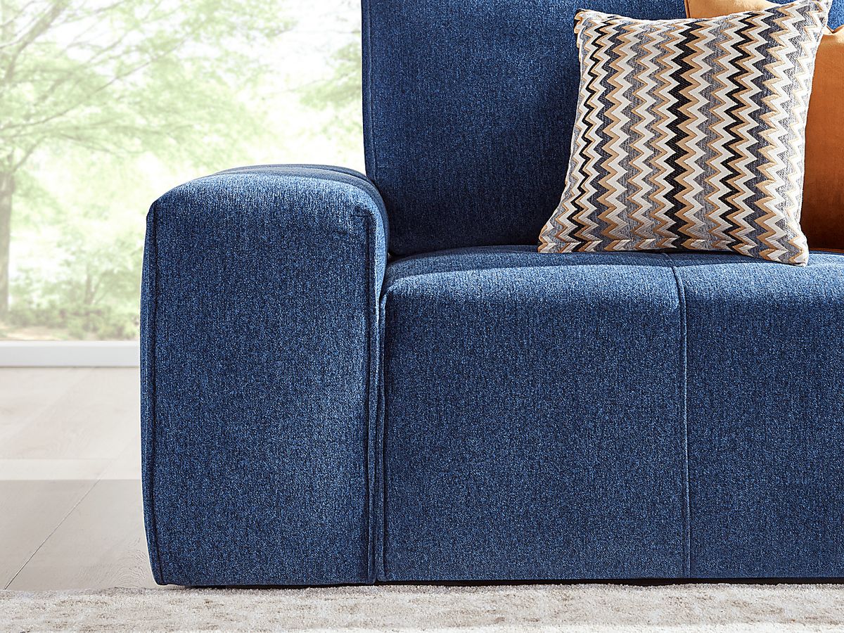 Laney Blue Polyester Fabric 3 Pc Right Chaise Sectional | Rooms to Go