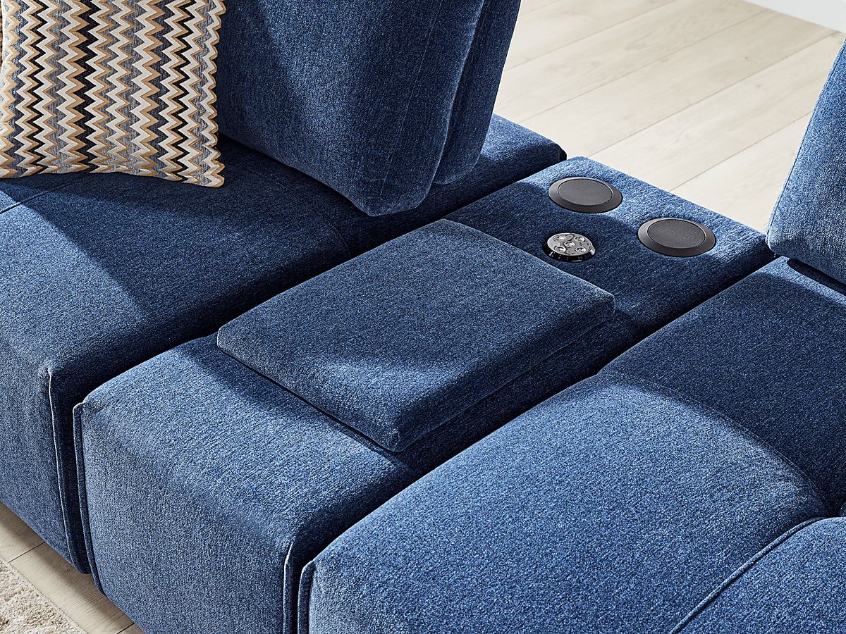 Laney Blue Polyester Fabric 5 Pc Sectional | Rooms to Go
