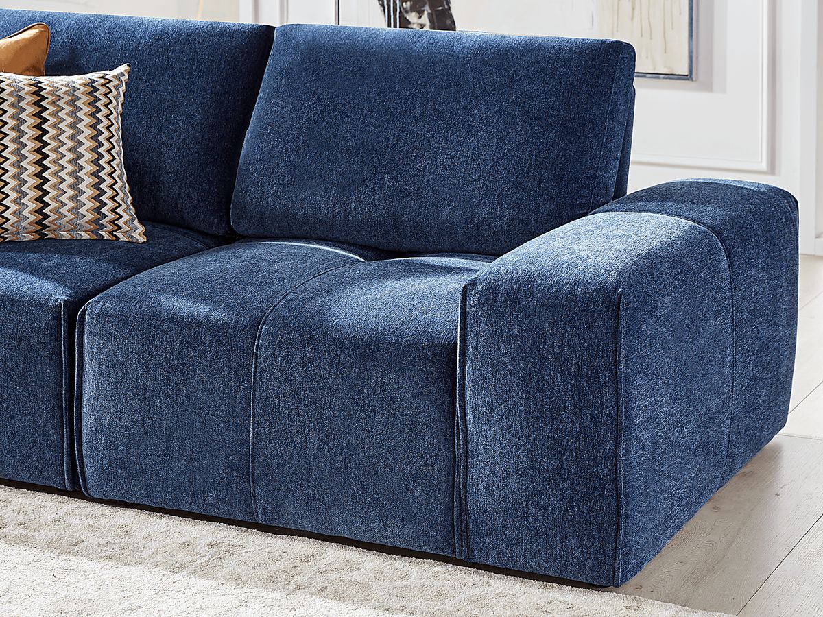 Laney Blue Polyester Fabric 7 Pc Left Chaise Sectional | Rooms to Go