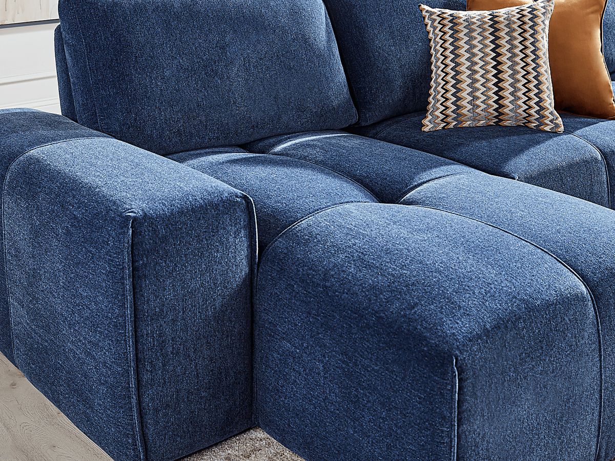 Laney Blue Polyester Fabric 7 Pc With Chaise Left Sectional | Rooms to Go