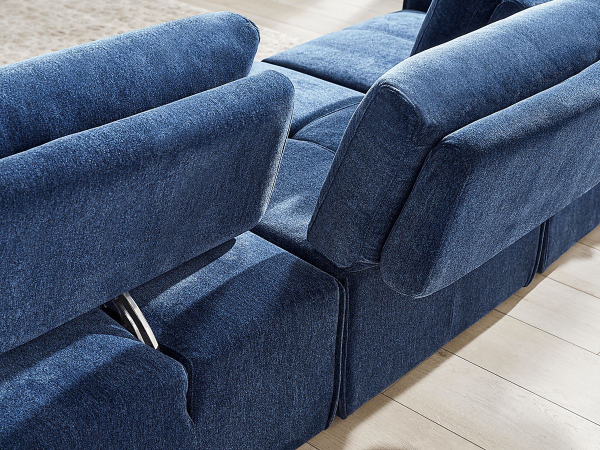 Laney Blue Polyester Fabric 7 Pc With Chaise Right Sectional | Rooms to Go