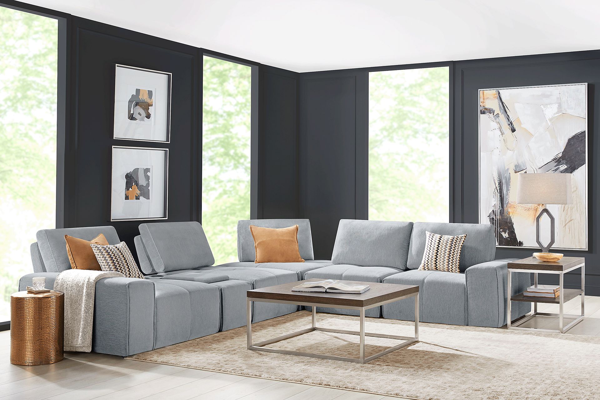 Laney park light gray 6 pc sectional store