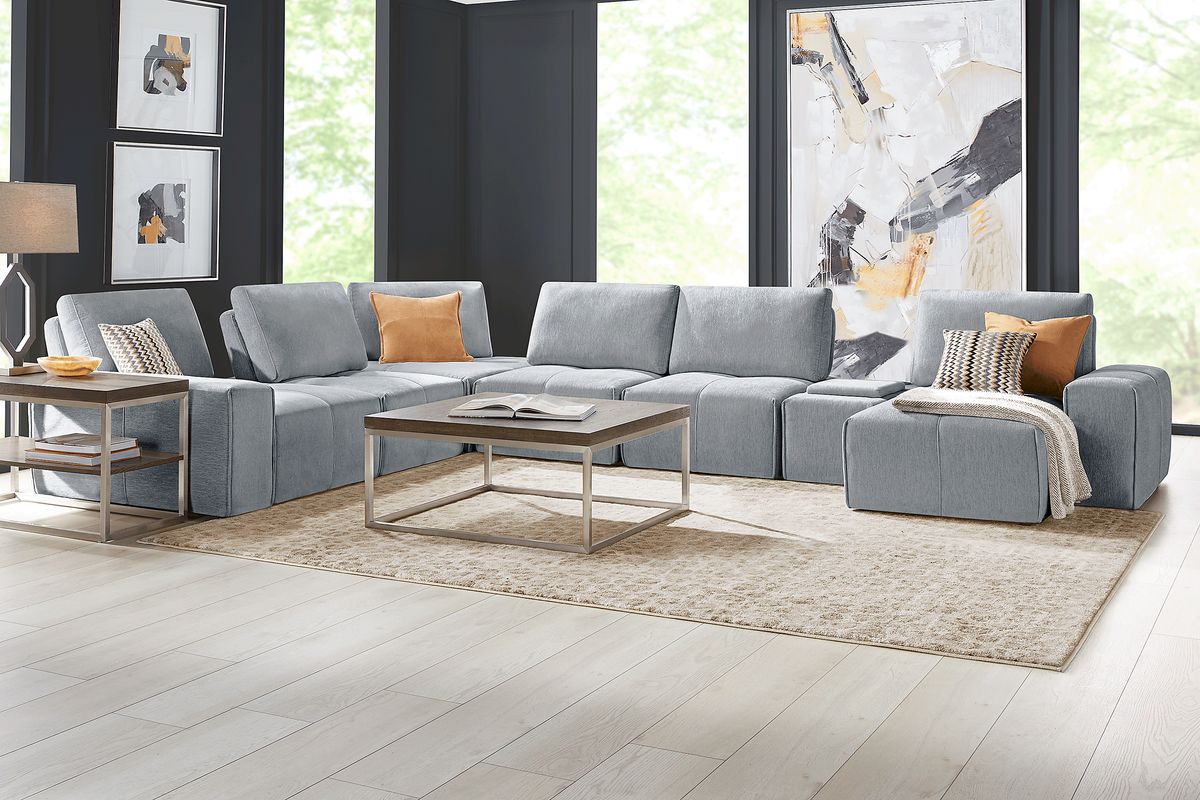 Laney Gray Polyester Fabric 7 Pc Right Chaise Sectional | Rooms to Go