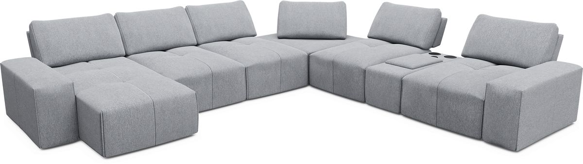 Laney Gray Polyester Fabric 7 Pc With Chaise Left Sectional | Rooms to Go