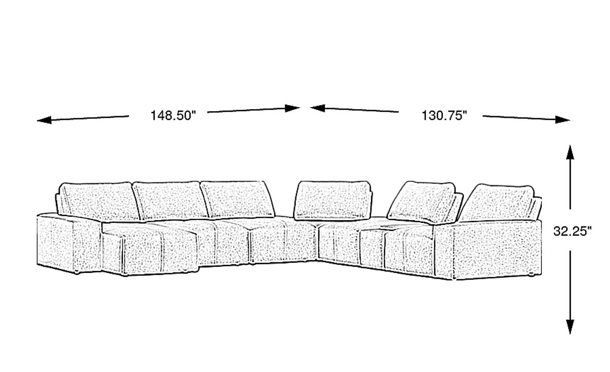 Laney Gray Polyester Fabric 7 Pc With Chaise Left Sectional | Rooms to Go