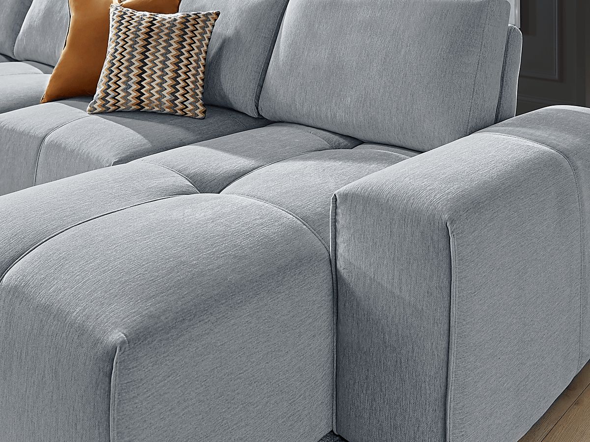 Laney Gray Chenille Fabric 5 Pc With Double Chaise Sectional | Rooms to Go