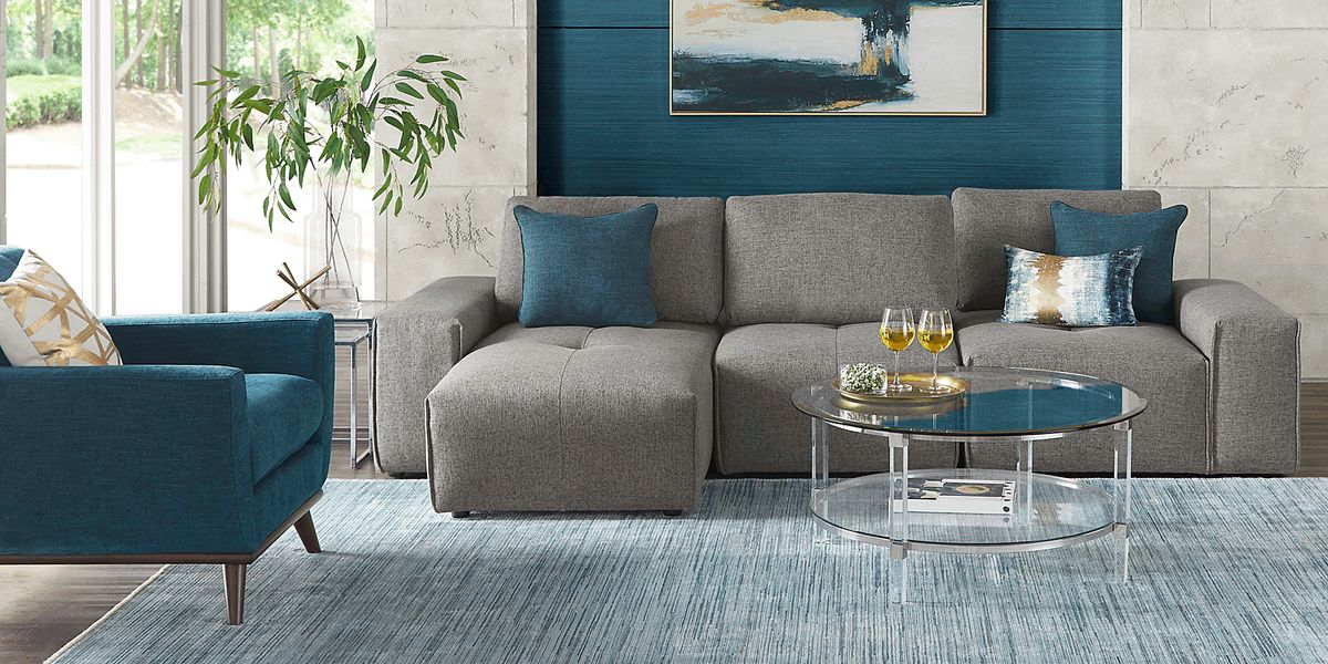Laney Park Dark Gray Textured 3 Pc With Chaise Left Arm Sectional ...