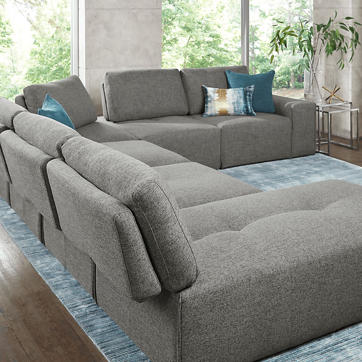 Laney Park Dark Gray Textured 6 Pc Right Arm Chair Sectional | Rooms to Go