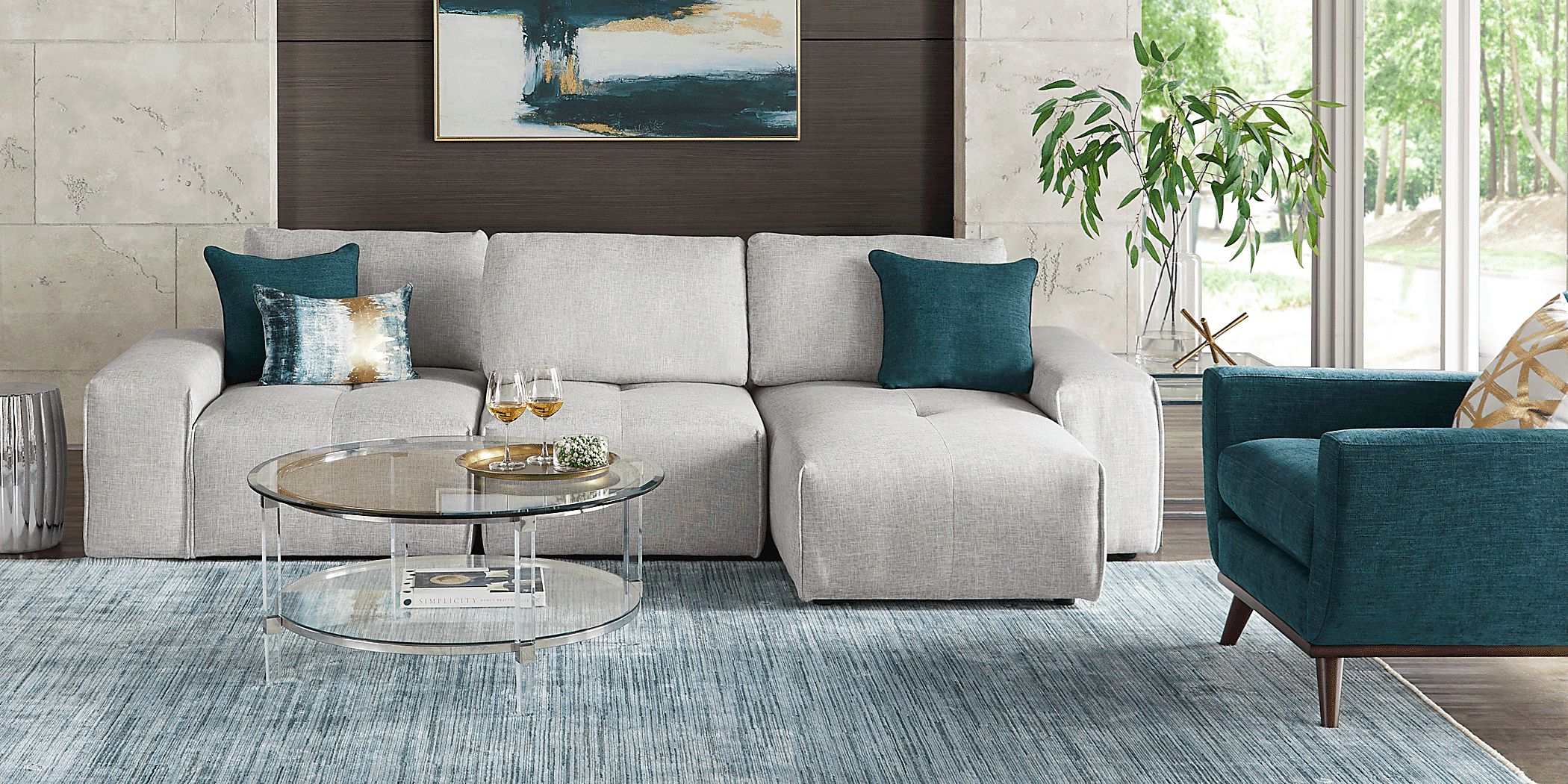 Laney Park Light Gray Textured 3 Pc Right Arm Chaise Sectional Rooms to Go