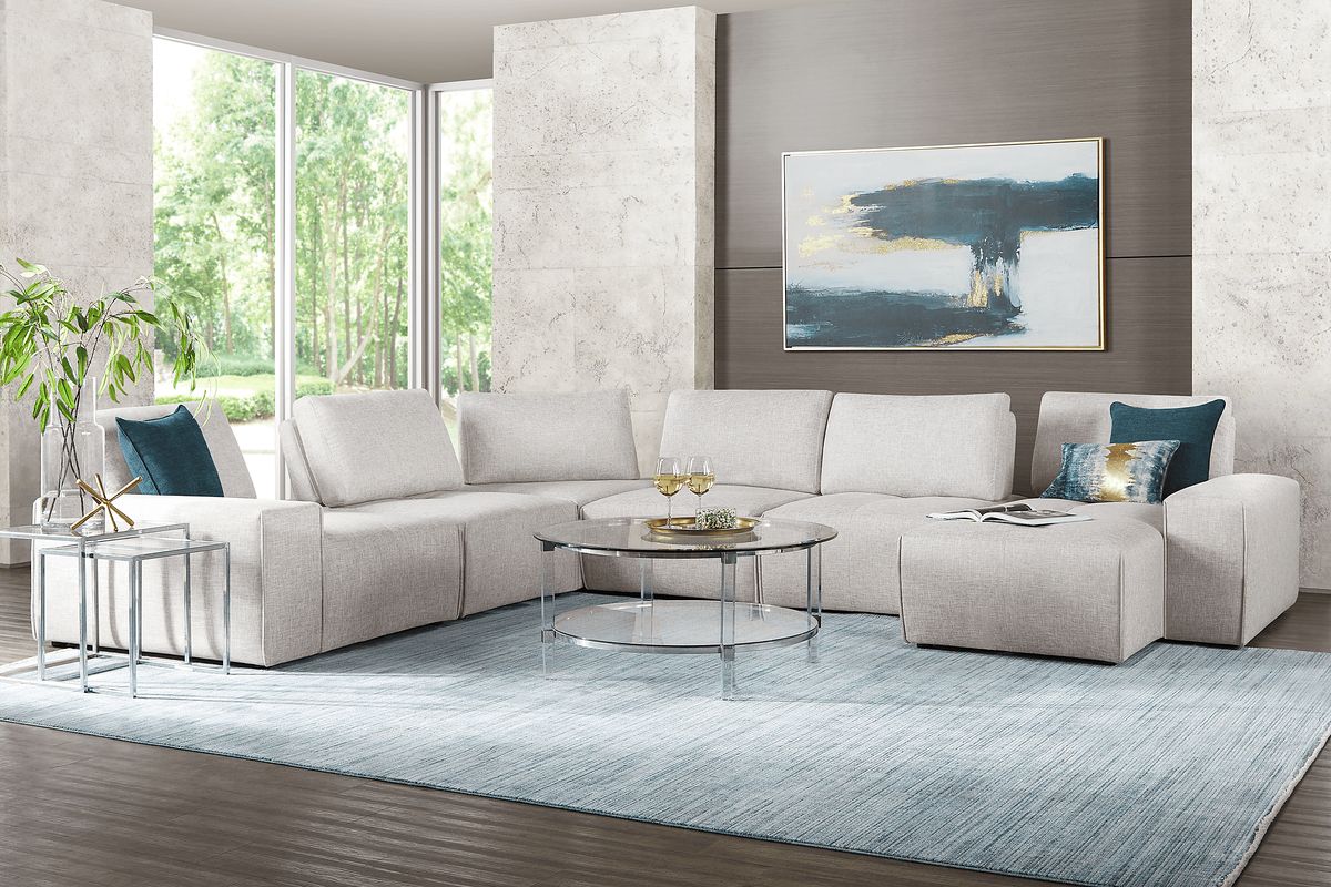 Rooms To Go Laney Park Light Gray Sectional